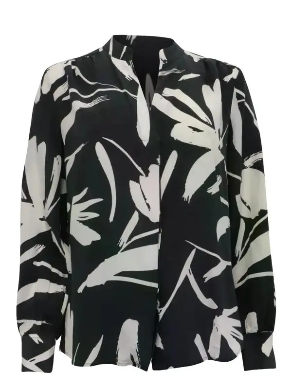BOSS V-neck Floral Print Blouse - Black