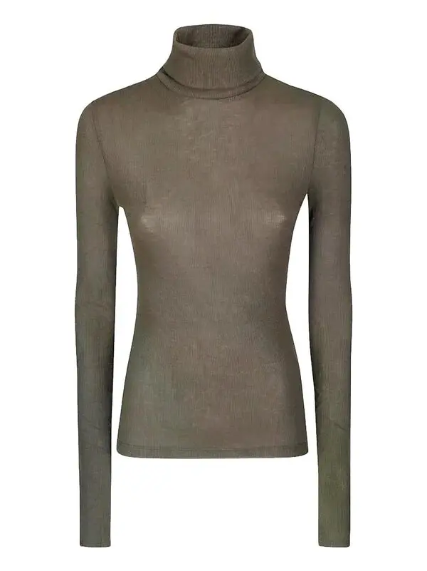 SAMSOE SAMSOE Ribbed High Neck Top - Green