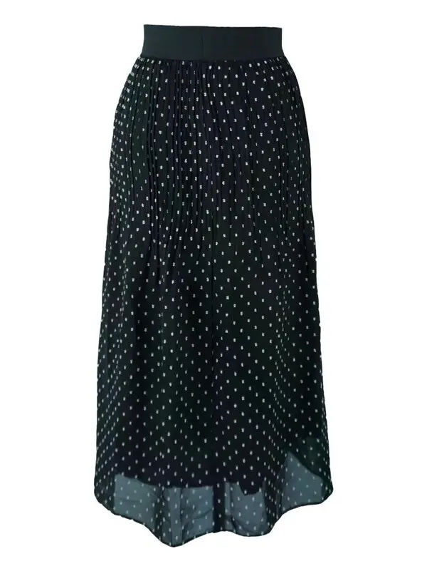 Maje Pleated Polka Dot Skirt - Black