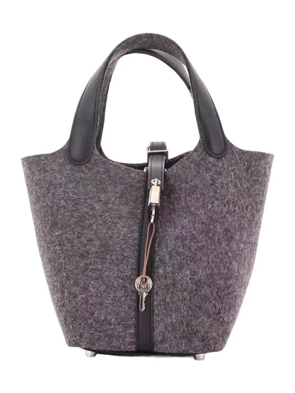 Hermès Picotin Lock Pm Bucket Bag Felt With Leather - Grey