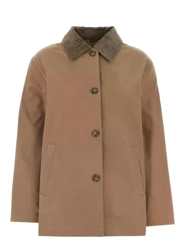 Calvin Klein Corduroy Collar Cotton Overcoat - Brown