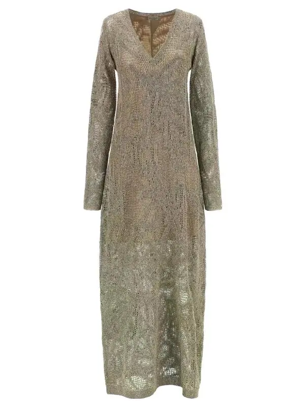 Brunello Cucinelli Sequin-embellished Knitted Dress - Neutrals