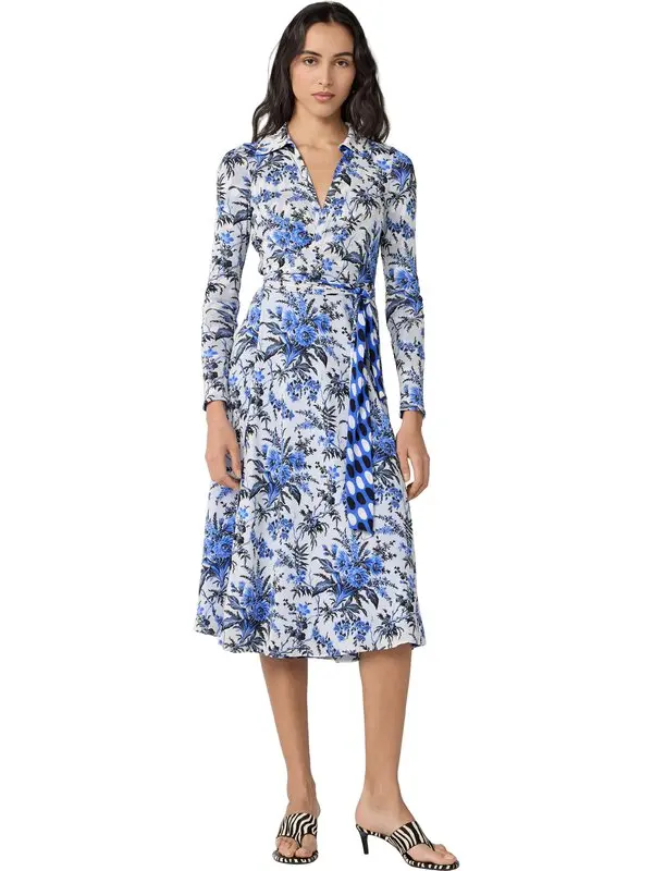 Diane Von Furstenberg Phoenix Reversible Dress - Jelly Dot Aquarius And Avalon White