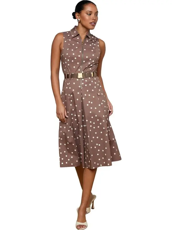 L'Agence Kylo Shirt Dress - Cardamom/ecru Polka Dot