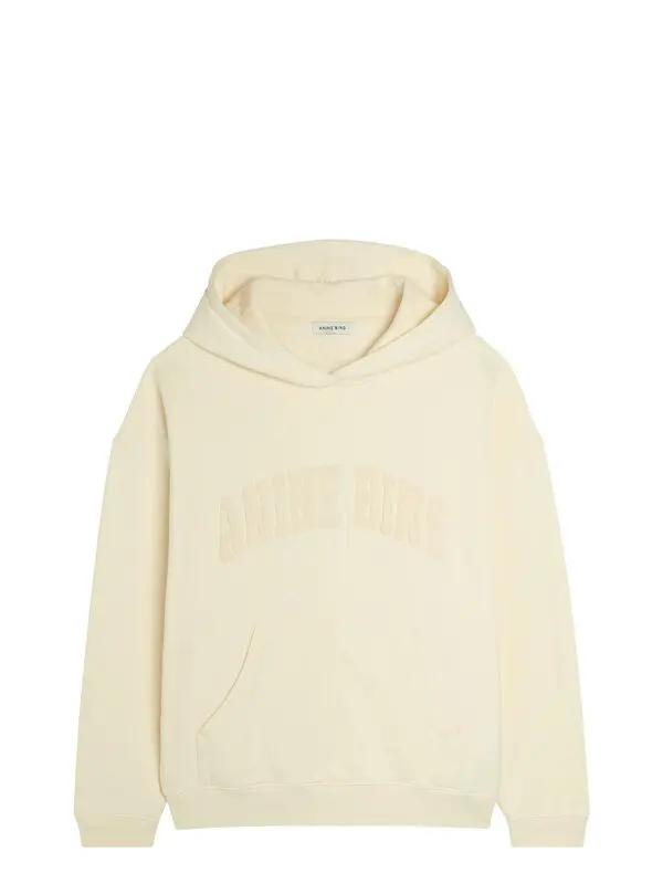 ANINE BING Harvey Cotton Terry Appliqué Hooded Sweatshirt - Yellow
