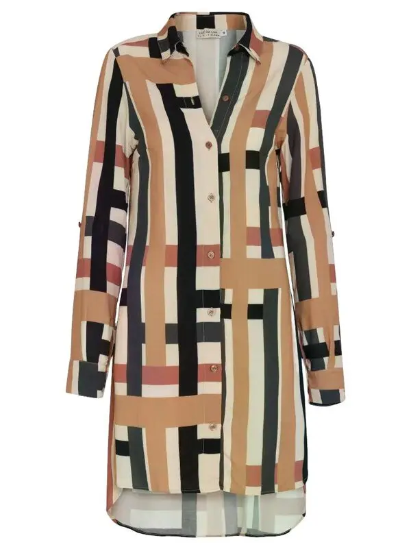AMIR SLAMA Striped Button Down Shirt Dress - Neutrals