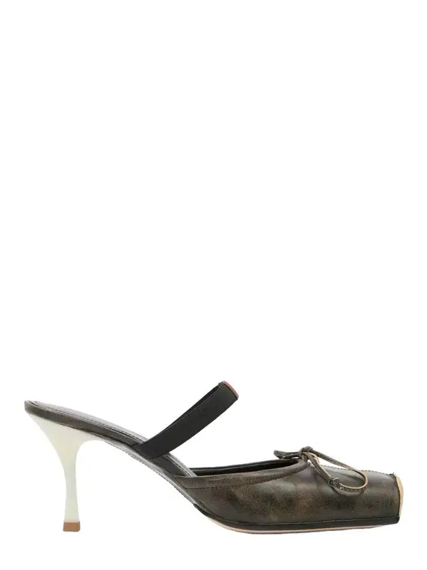 MAISON MARGIELA Square Toe Bow Mules - Brown