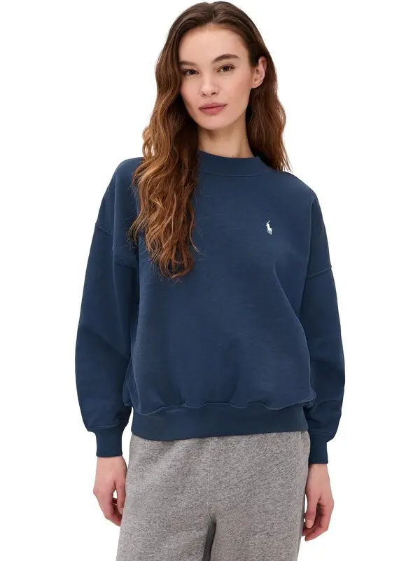 Polo Ralph Lauren Vintage Fleece Knit Crewneck Pullover - Newport Navy