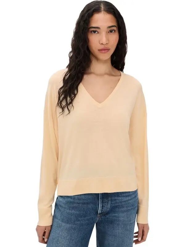 Jenni Kayne Dree V-neck Merino Wool Sweater - Pale Yellow