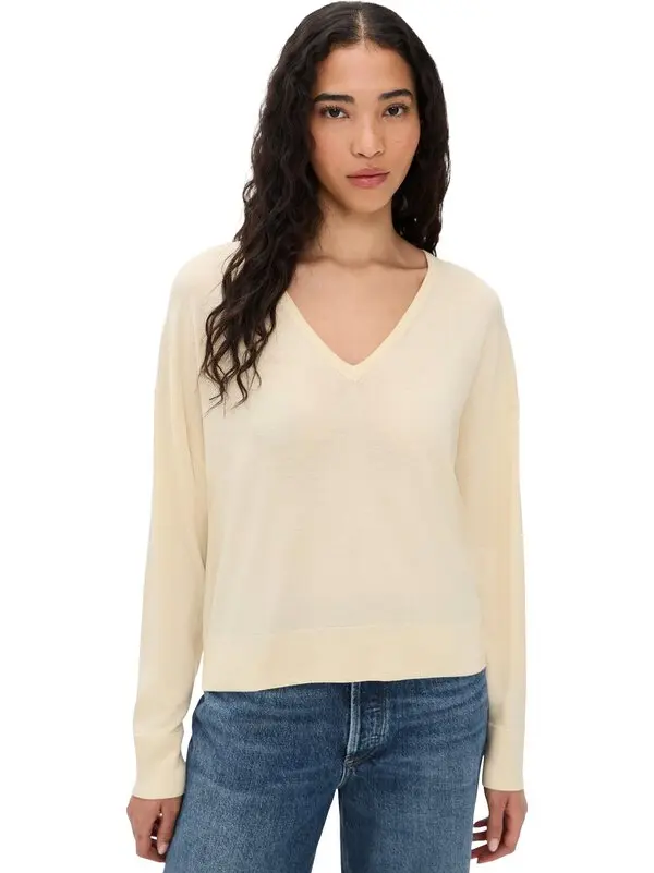Jenni Kayne Dree V-neck Merino Wool Sweater - Pale Yellow