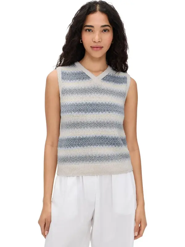 Vince Fair Isle Knit Vest - Pale Tide Combo