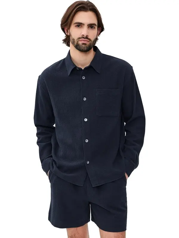 FRAME Open Weave Long Sleeve Shirt - Dark Navy