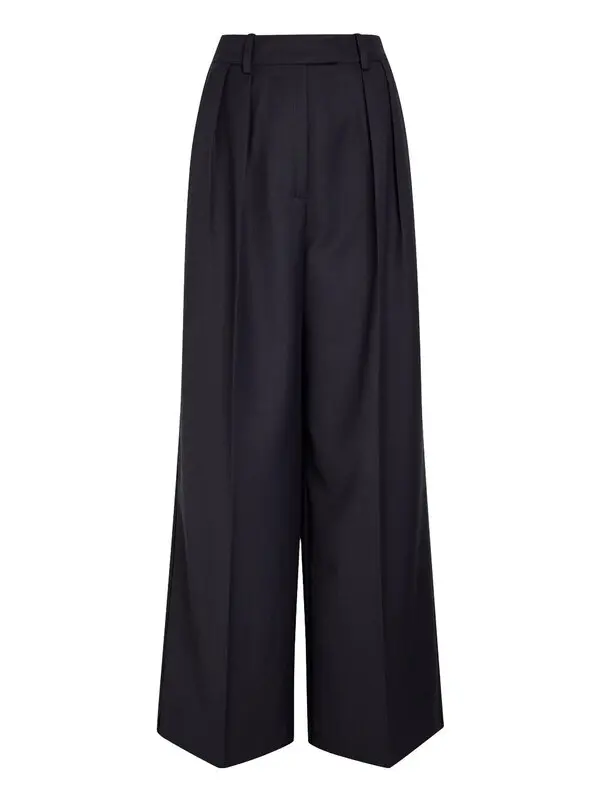 ANINE BING Lou Wide-leg Woven Trousers - Navy