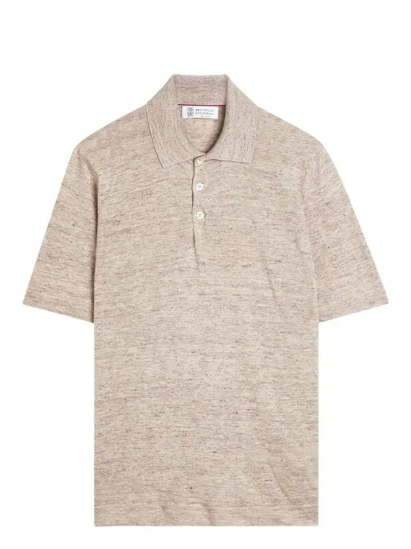Brunello Cucinelli Linen And Cotton-blend Polo Shirt - Beige