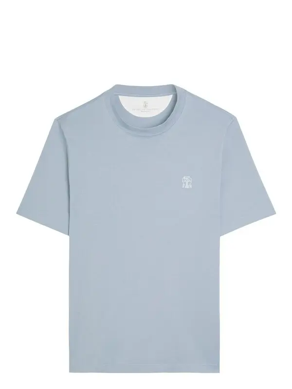 Brunello Cucinelli Printed Cotton T-shirt - Blue