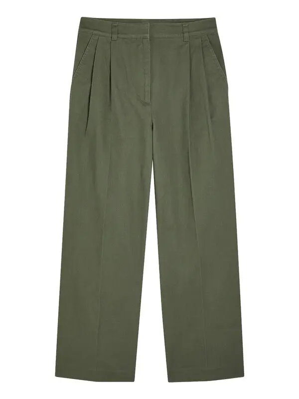 ANINE BING Belen Straight-leg Twill Trousers - Dark Green