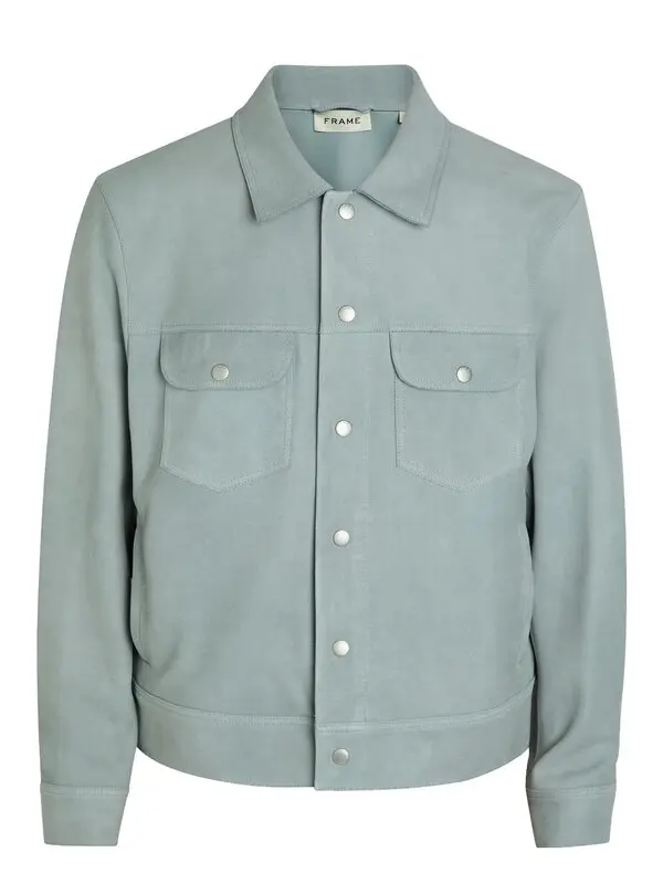 FRAME Suede Trucker Jacket - Light Blue