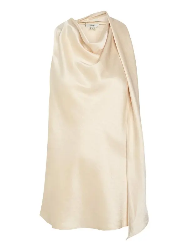 Vince Draped Scarf-effect Satin Top - Cream