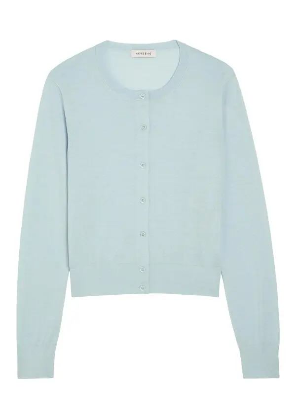 ANINE BING Moni Wool And Cashmere-blend Cardigan - Light Blue