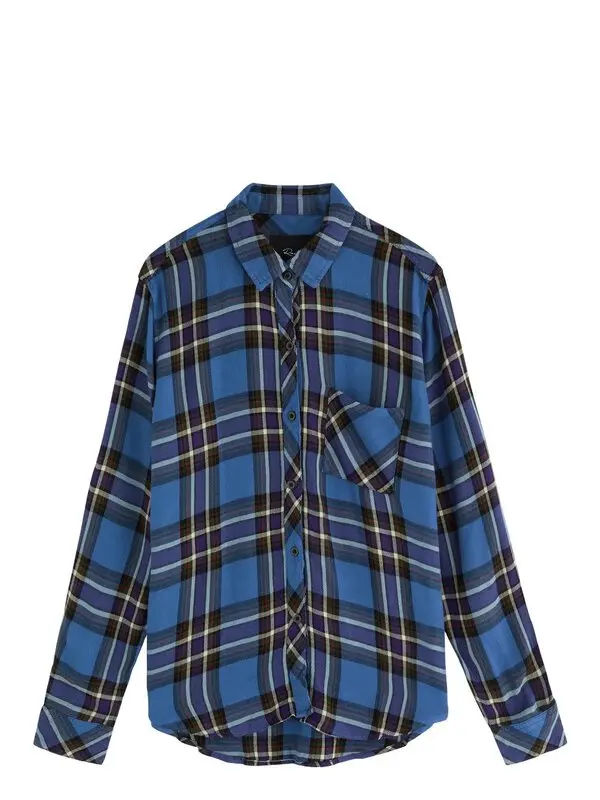 Rails Hunter Checked Rayon Shirt - Dark Blue