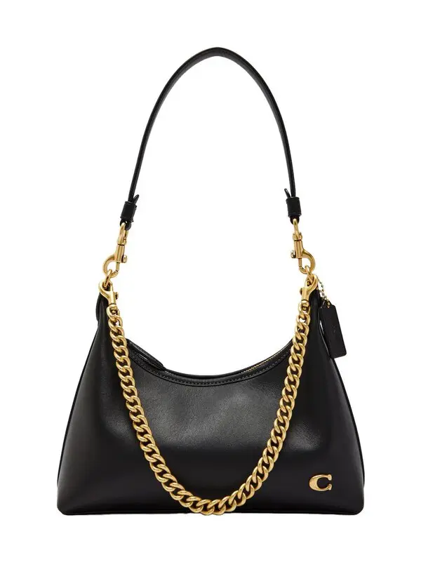 COACH Leather Shoulder Bag With Chain - Black