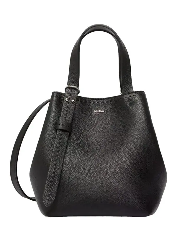 Max Mara Leather Top Handle Tote Bag - Black