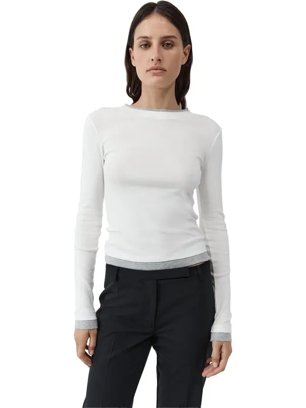 ST. AGNI Organic Cotton Layered Long Sleeve Top - White