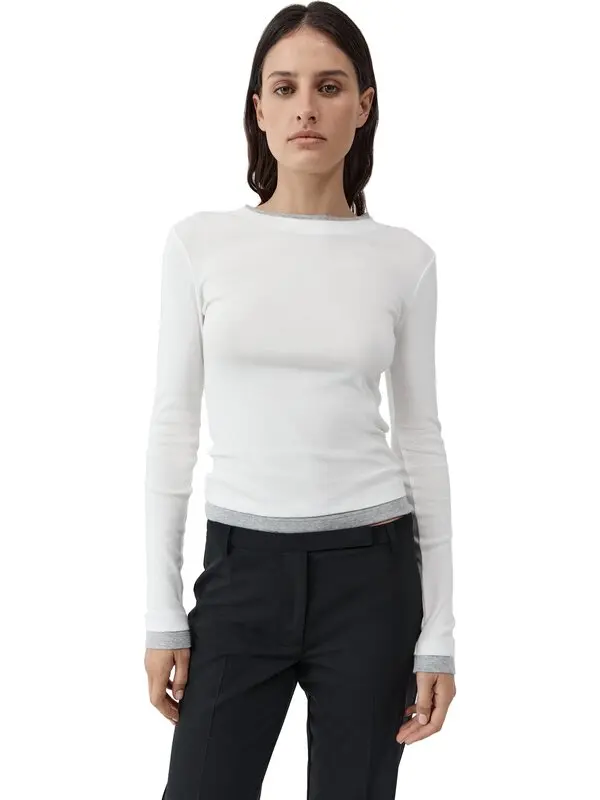 ST. AGNI Organic Cotton Layered Long Sleeve Top - White