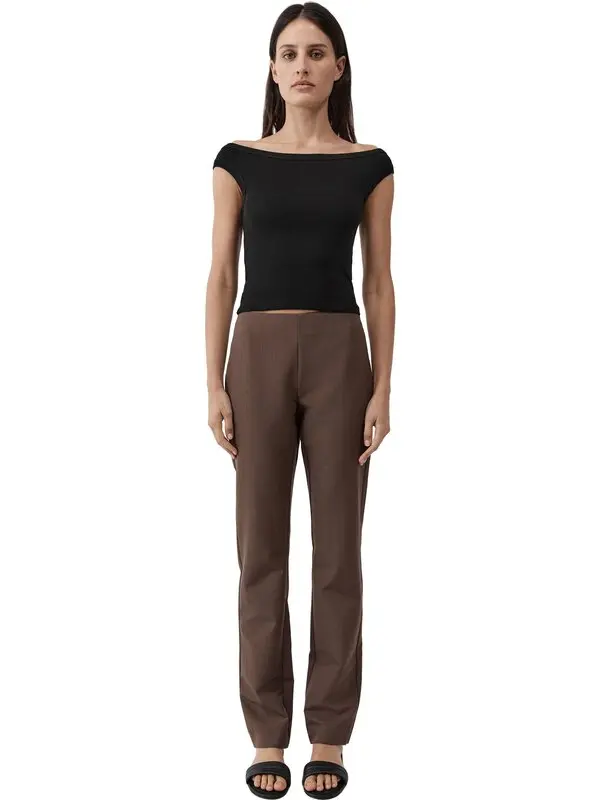 ST AGNI Silk Canvas 90s Minimal Trousers - Mud