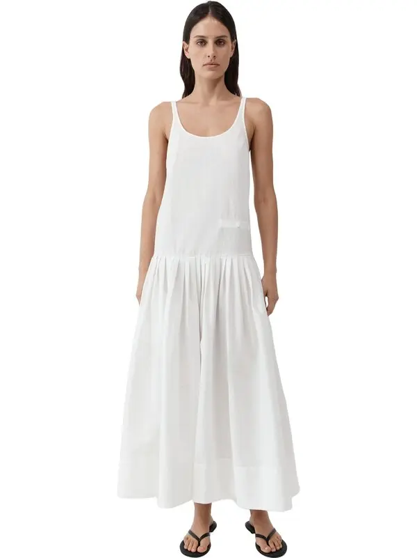 ST AGNI Relaxed Pleat Maxi Dress - Off White