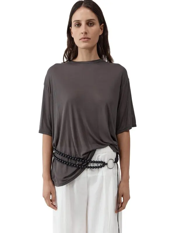 ST AGNI Fine Jersey Relaxed Tee - Soot