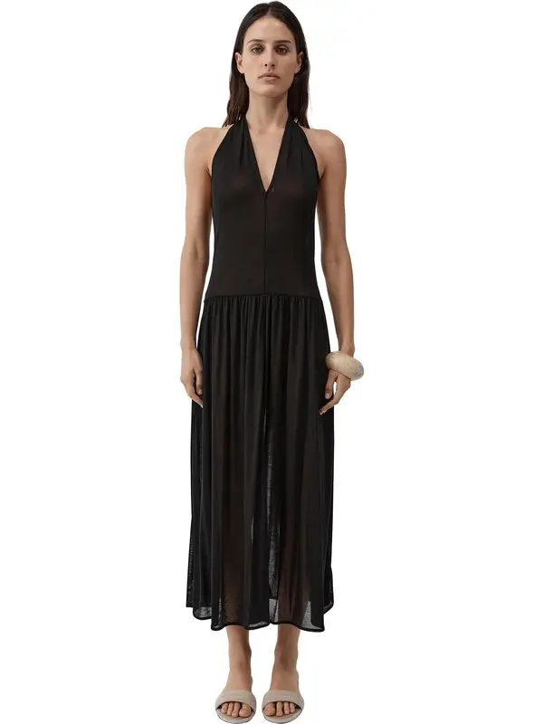 ST AGNI Fluid Jersey Halter Dress - Black