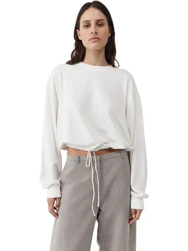 ST AGNI Drawstring Long Sleeve Top - Off White