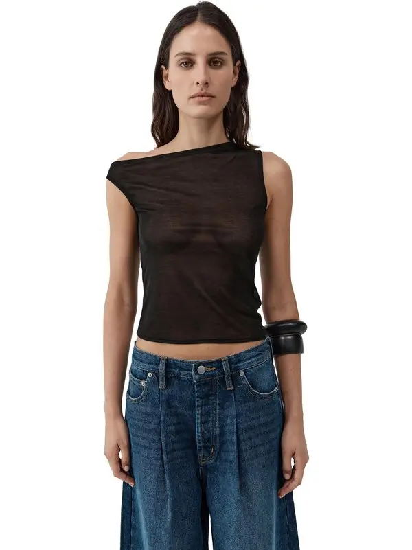 ST AGNI Fine Jersey Asymm Top - Black