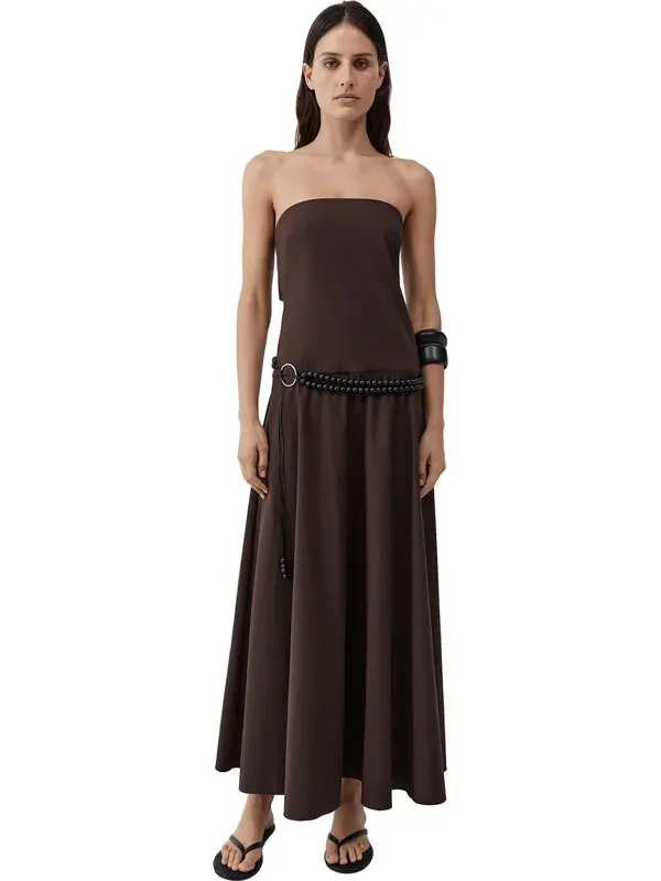 ST AGNI Strapless Rouleau Dress - Bark