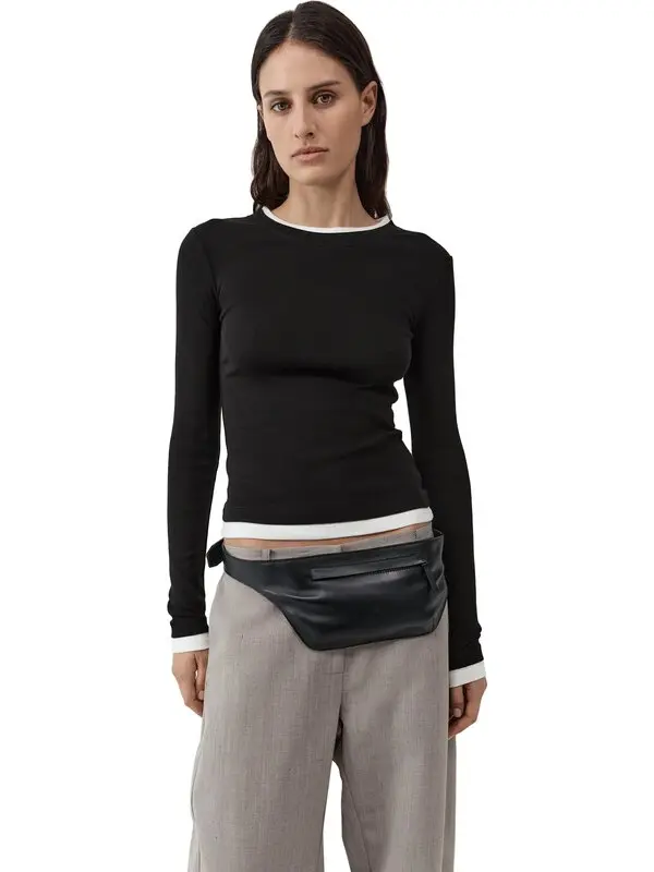 ST AGNI Organic Cotton Layered Long Sleeve Top - Jet Black