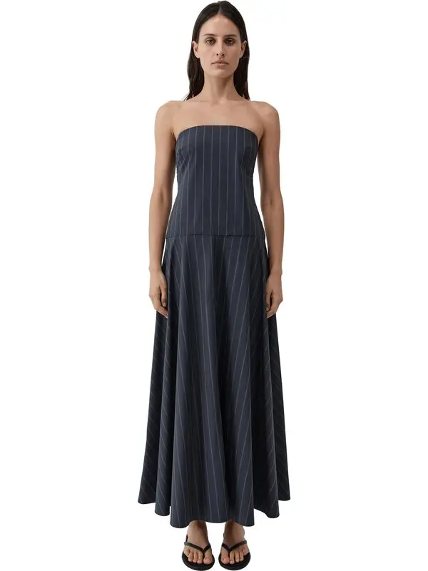 ST AGNI Strapless Maxi Dress - Ink Stripe