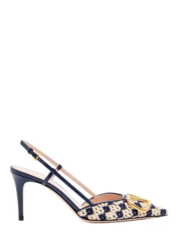Valentino Garavani Vlogo Signature Slingback Pumps - Blue/beige