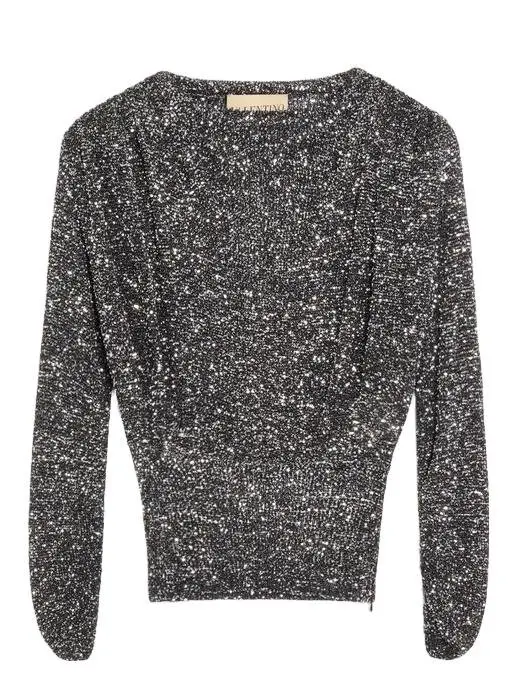 Valentino Garavani Sequin Thread Jumper - Black/silver