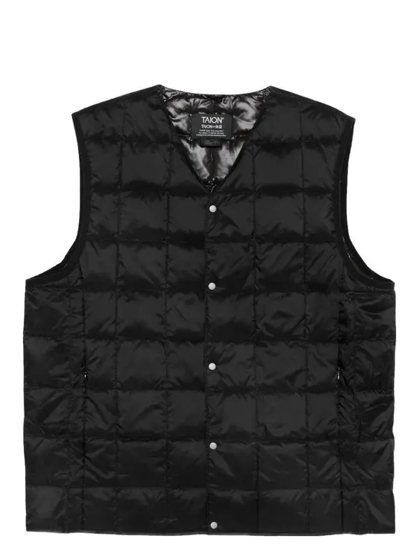 Taion Quilted Button Gilet - Black