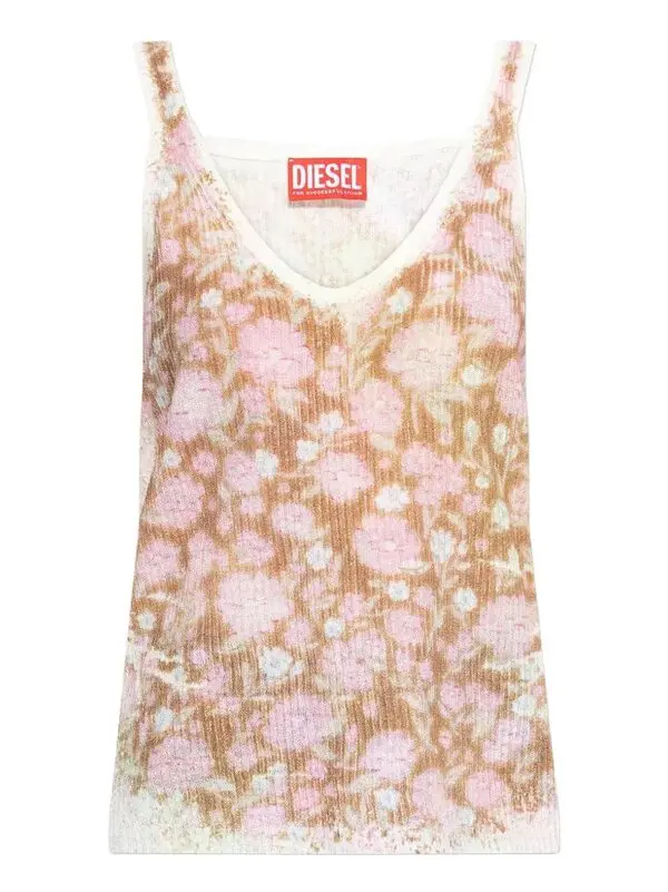 DIESEL Floral V-neck Top - Pink