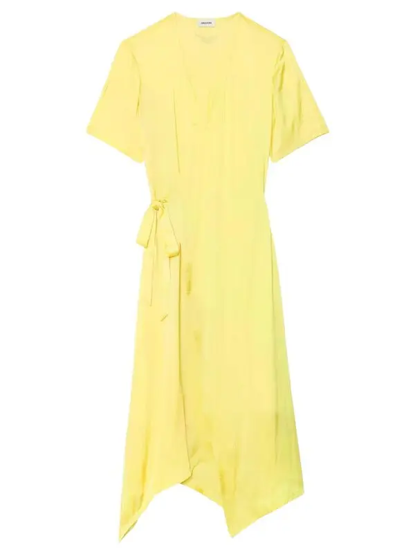 Zadig&Voltaire Satin Wrap Dress - Yellow