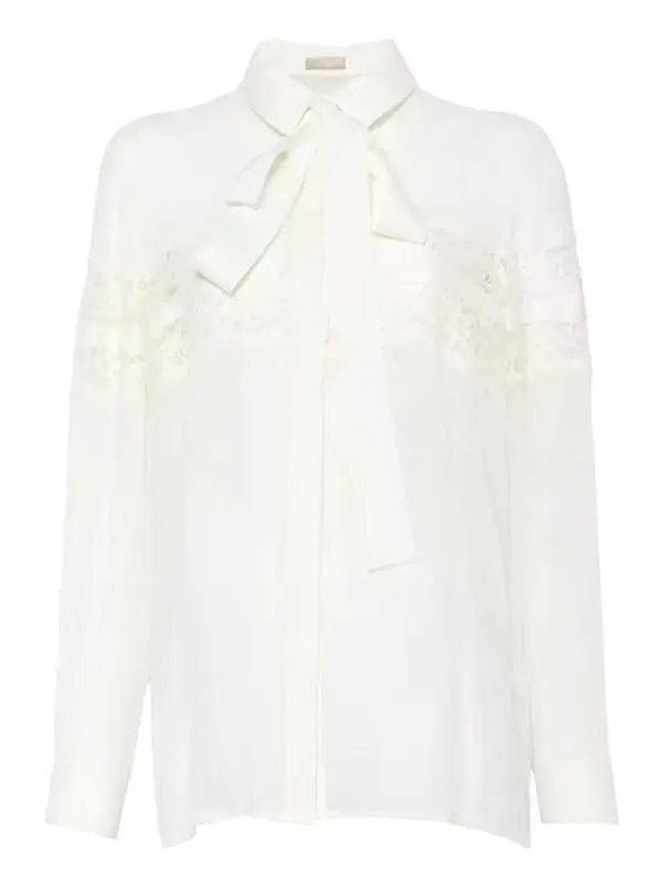 Elie Saab Lace Tie Blouse - White