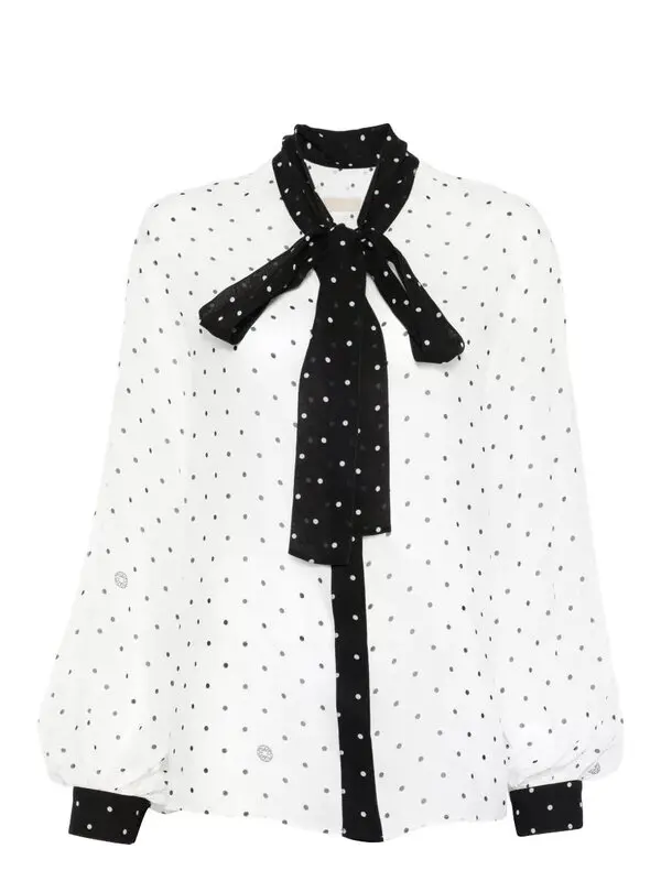 Elie Saab Polka-dot Bow Shirt - White