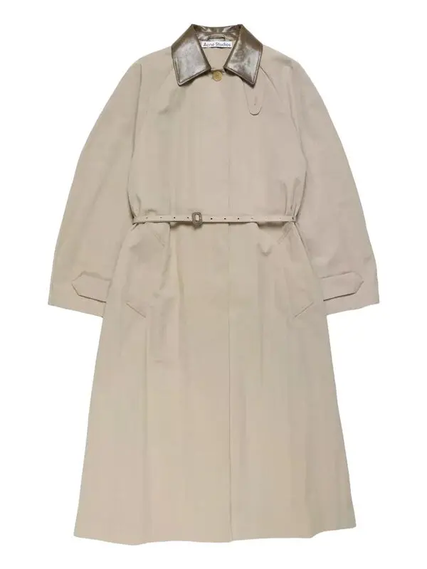 Acne Studios Belted Leather-collar Coat - Neutrals