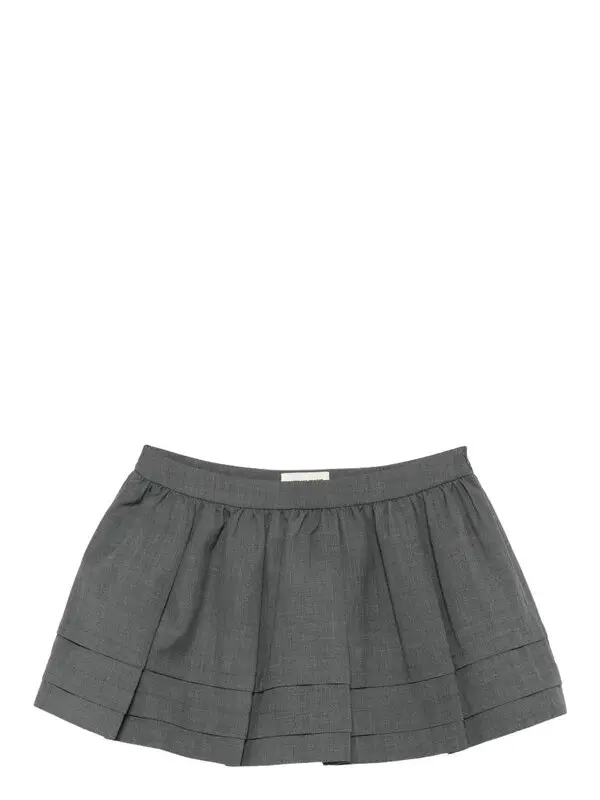 SHUSHU/TONG Pleated Mini Skirt With Ruffle Detail - Grey