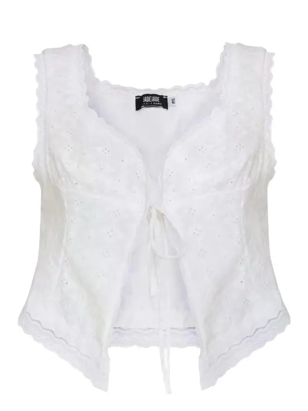 AMIR SLAMA Lace Tie-detail Top - White