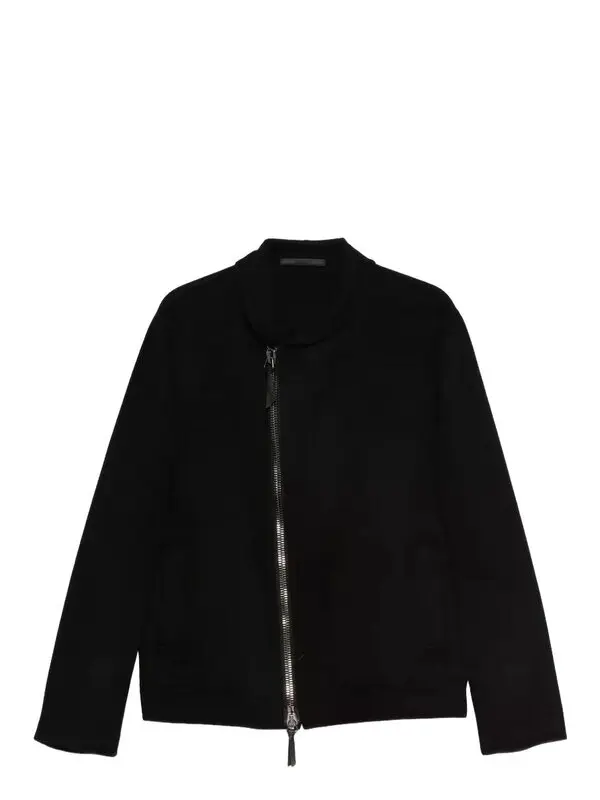 Giorgio Armani Asymmetrical Zip-front Jacket - Black