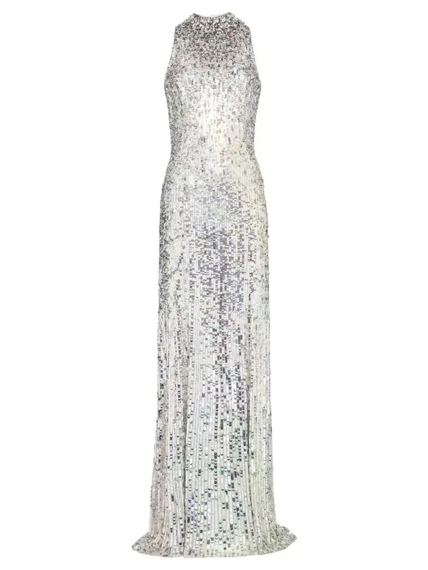 Jenny Packham Sequin-embellished Maxi Dress - Grey