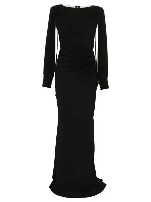 Elisabetta Franchi Backless Long-sleeve Dress - Black